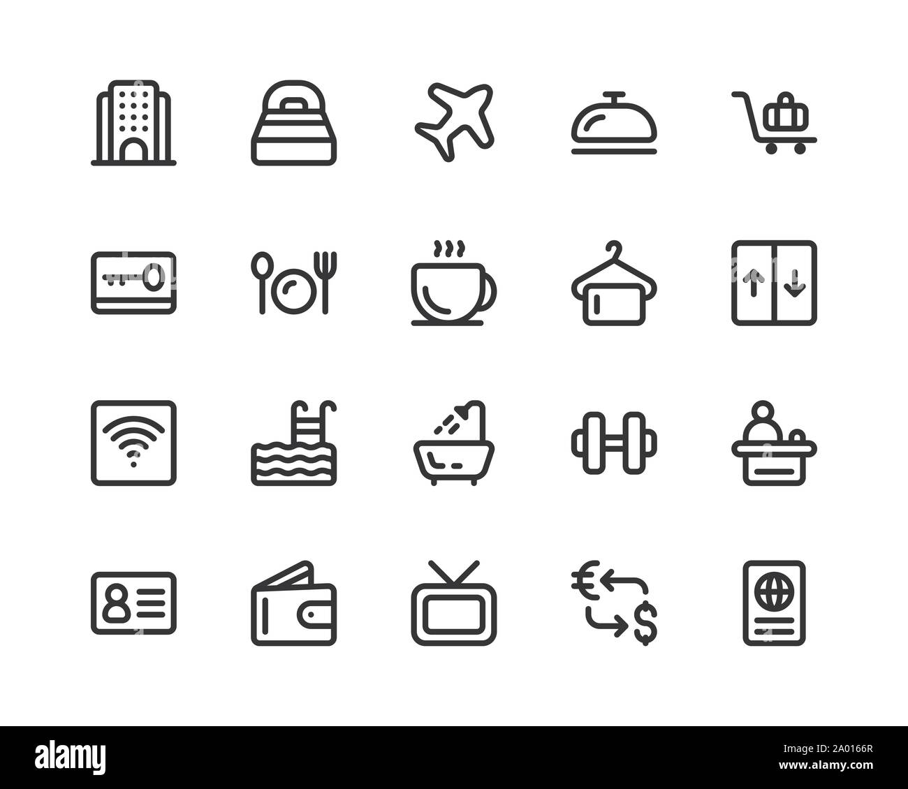 Hotel Icon set. black line illustration vector isolated on white ...