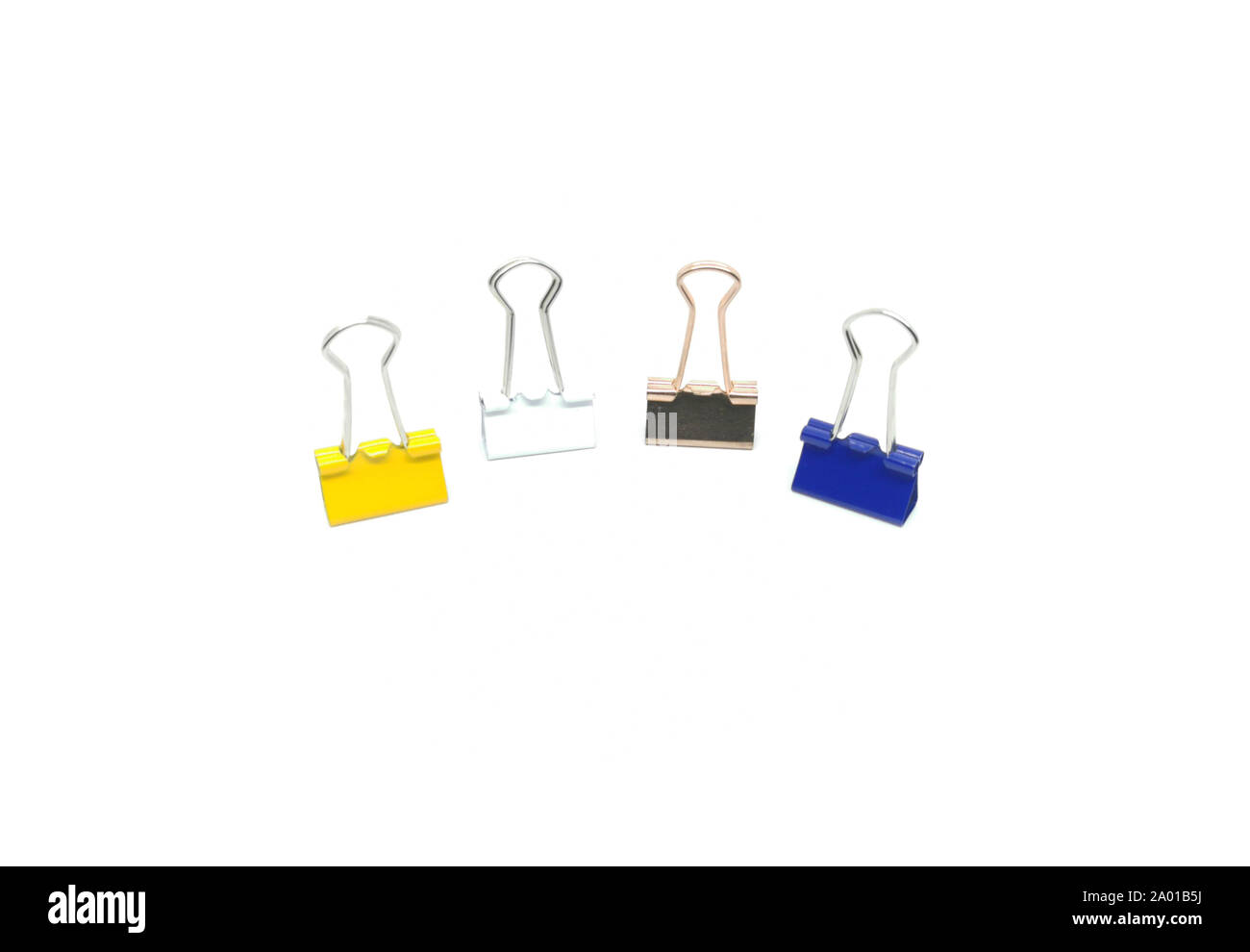 Colorful binder clips isolated on white background. Clerical clips for ...