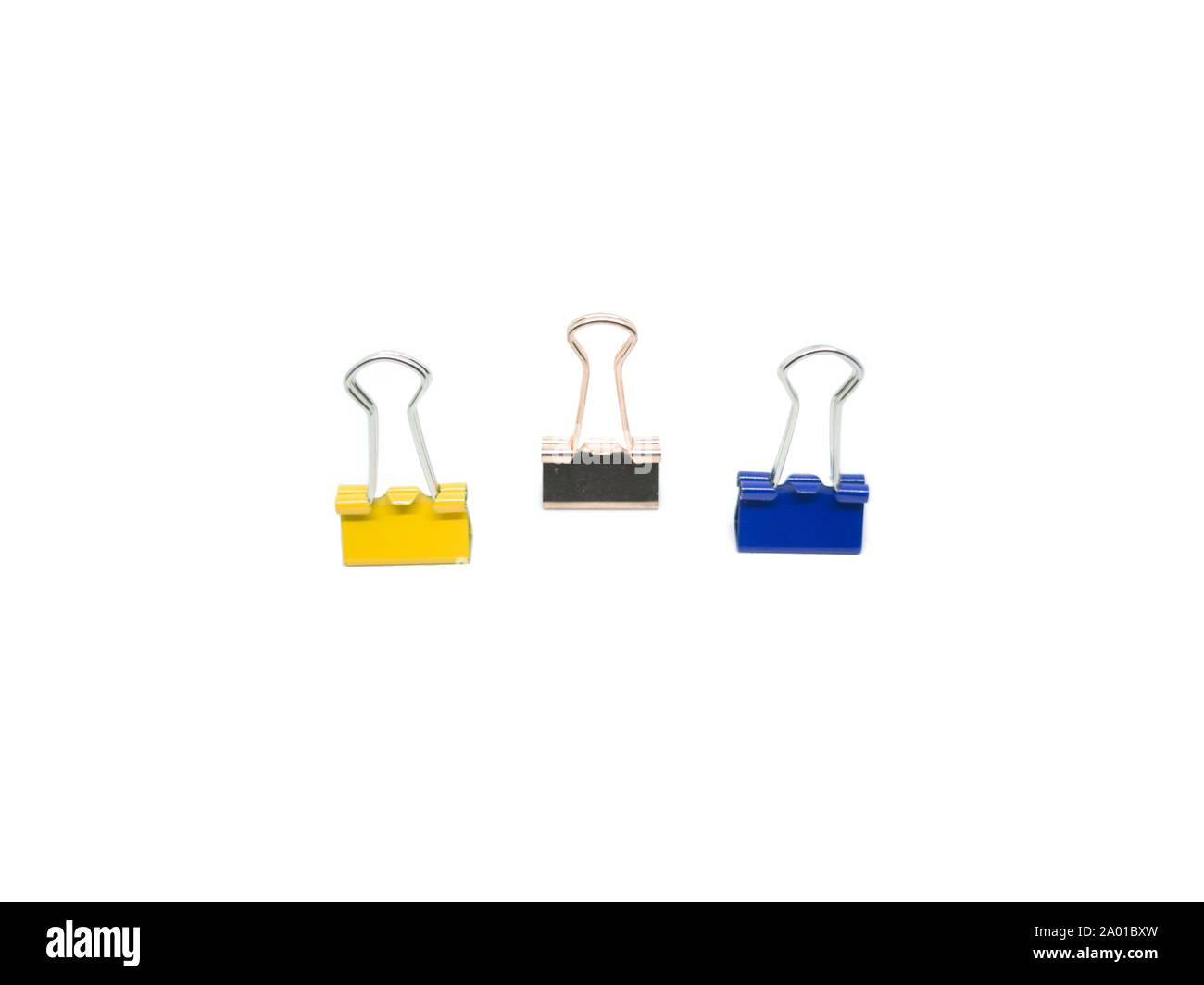 Colorful binder clips isolated on white background. Clerical clips for ...