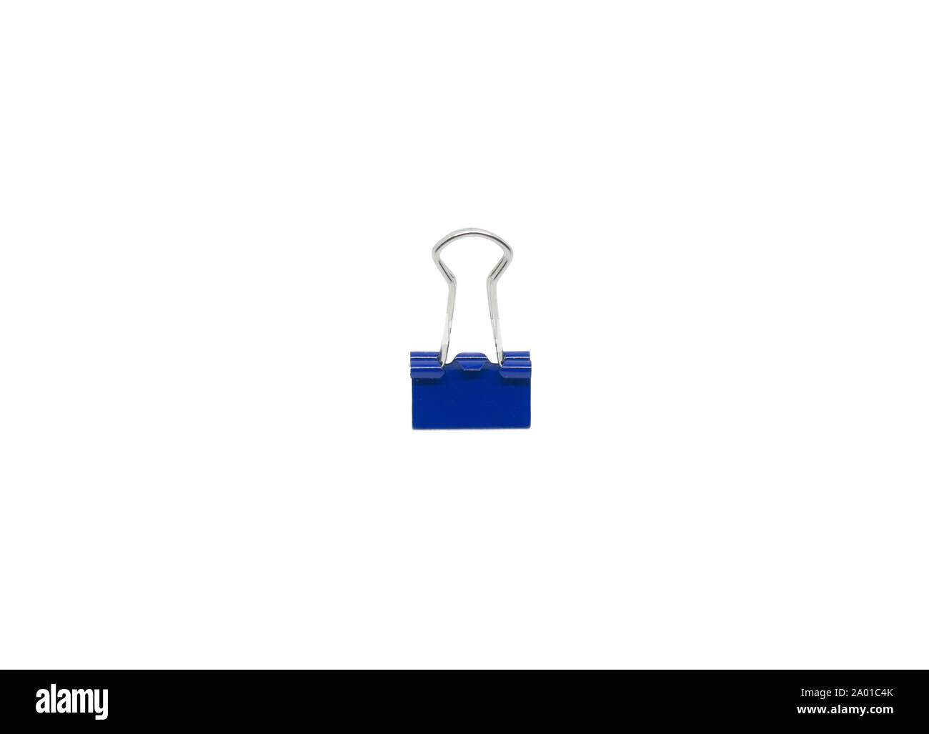 single blue binder clip isolated on white background. Clerical clip for ...