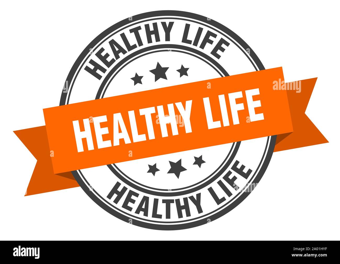 healthy life label. healthy life orange band sign. healthy life Stock ...
