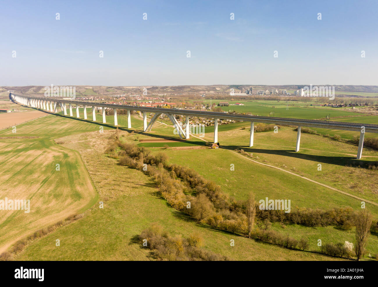 Very long railway bridge through a big valley Stock Photo - Alamy
