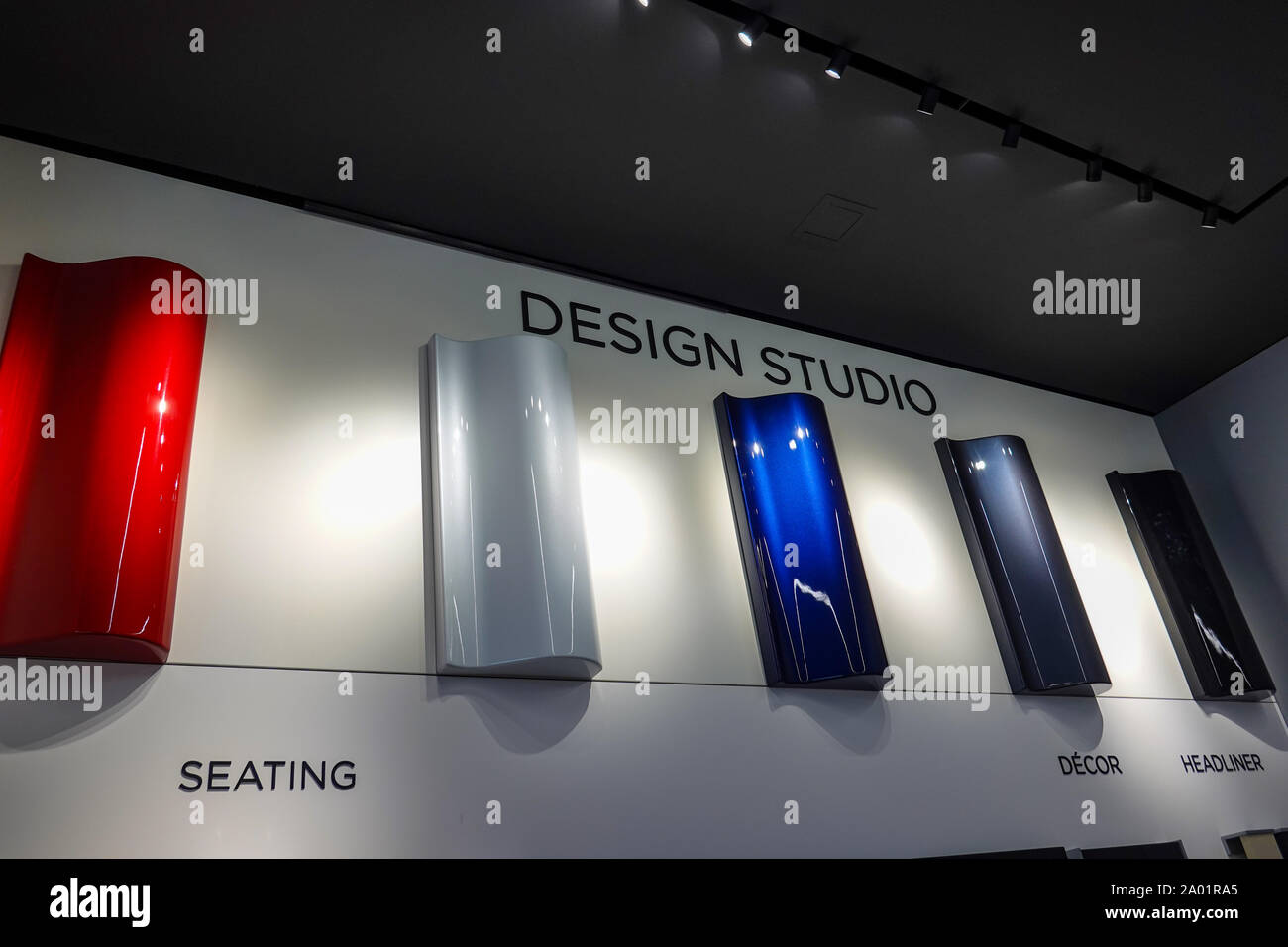 Seattle,WA/USA-9/15/29: A Tesla Car design studio showing the available ...