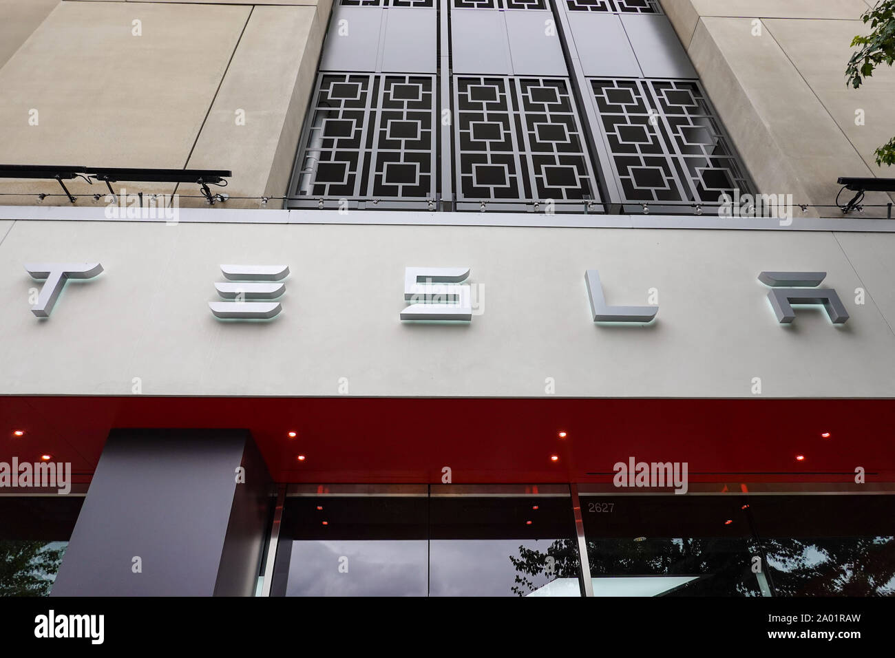Seattle,WA/USA-9/15/29: The exterior of a Tesla Car dealership. Tesla ...