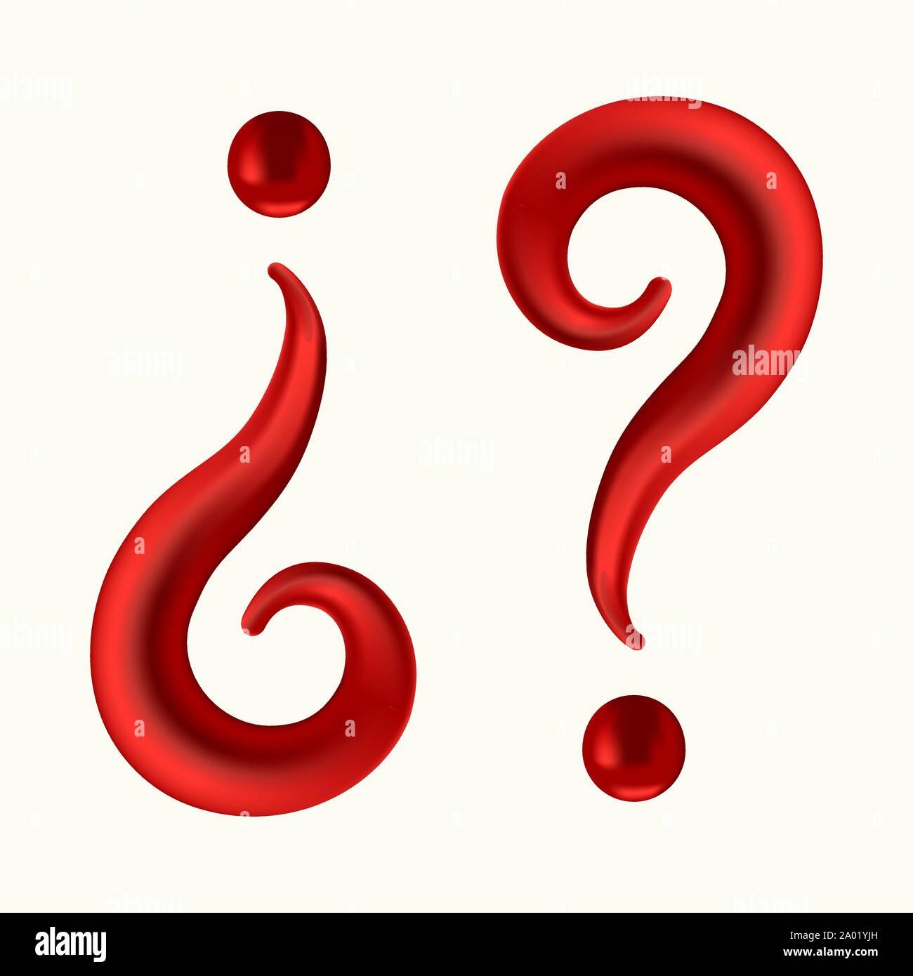 Vector illustration. Interrogation sign in red with lights and shadows ...