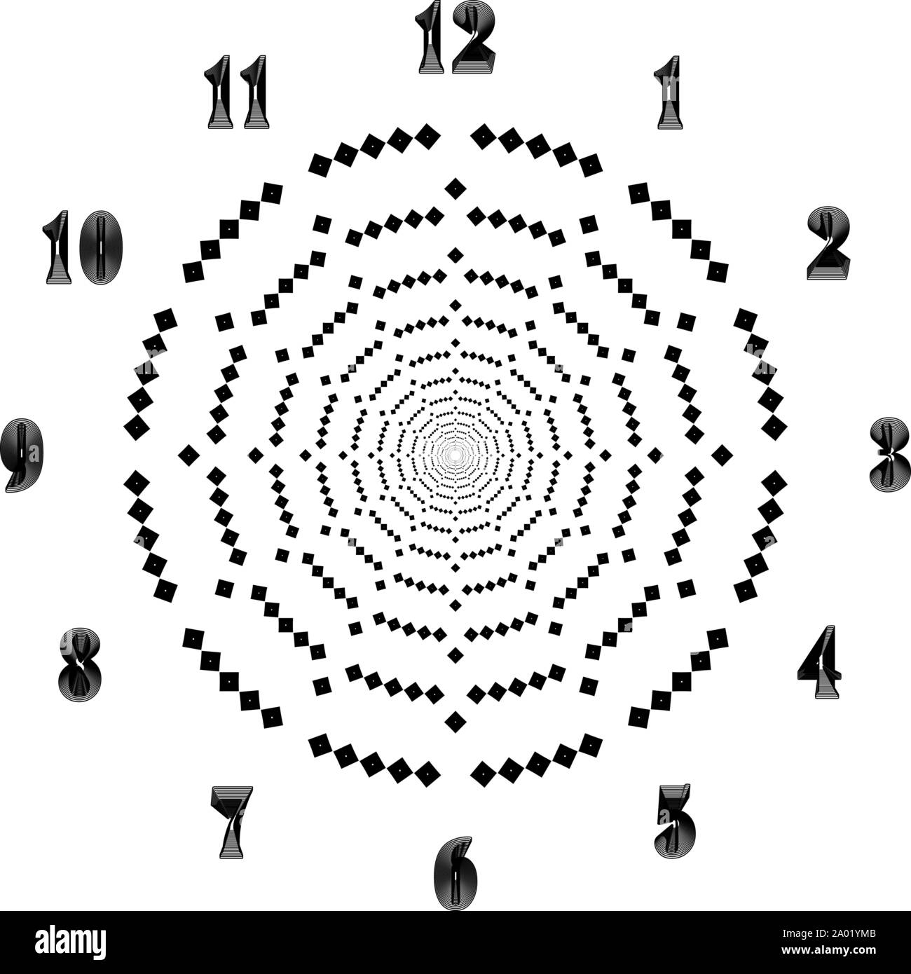 clock dial big composit numbers black diamond axes signs pointing ...