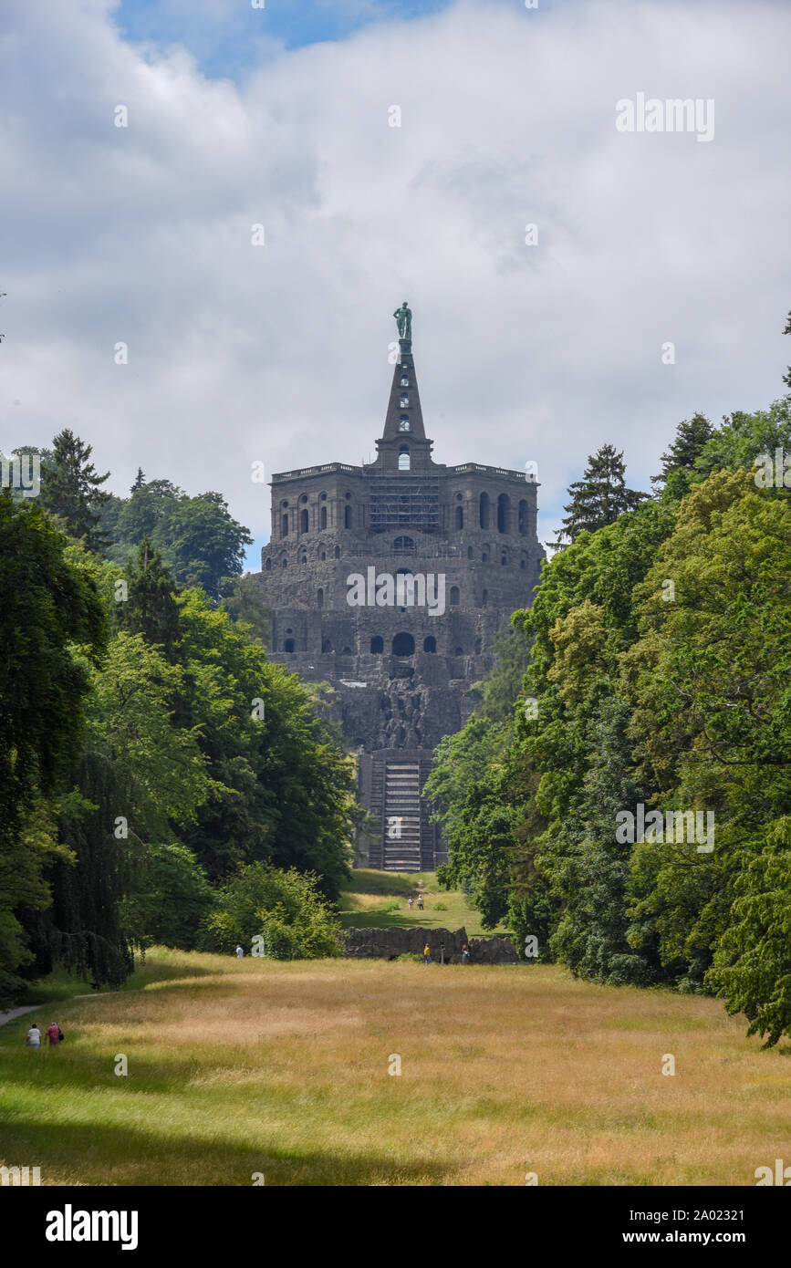 Hercules monument of Wilhelmshoehe Mountainpark at Kassel on Germany ...