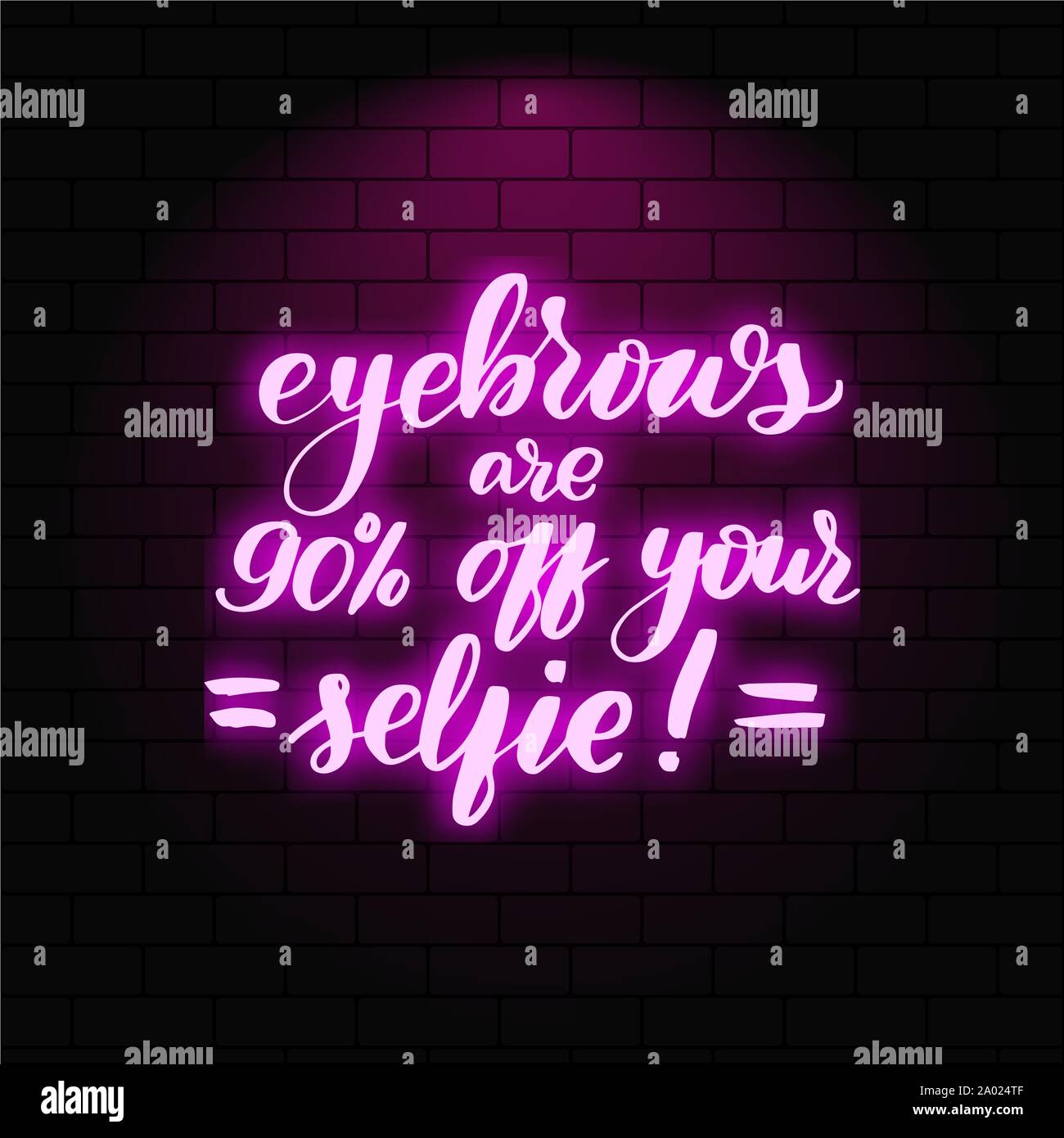 Neon glowing lettering on a brick wall background Stock Vector Image ...