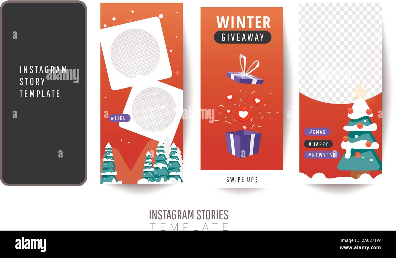 Giveaway winter banner or poster template design with gift boxes ...