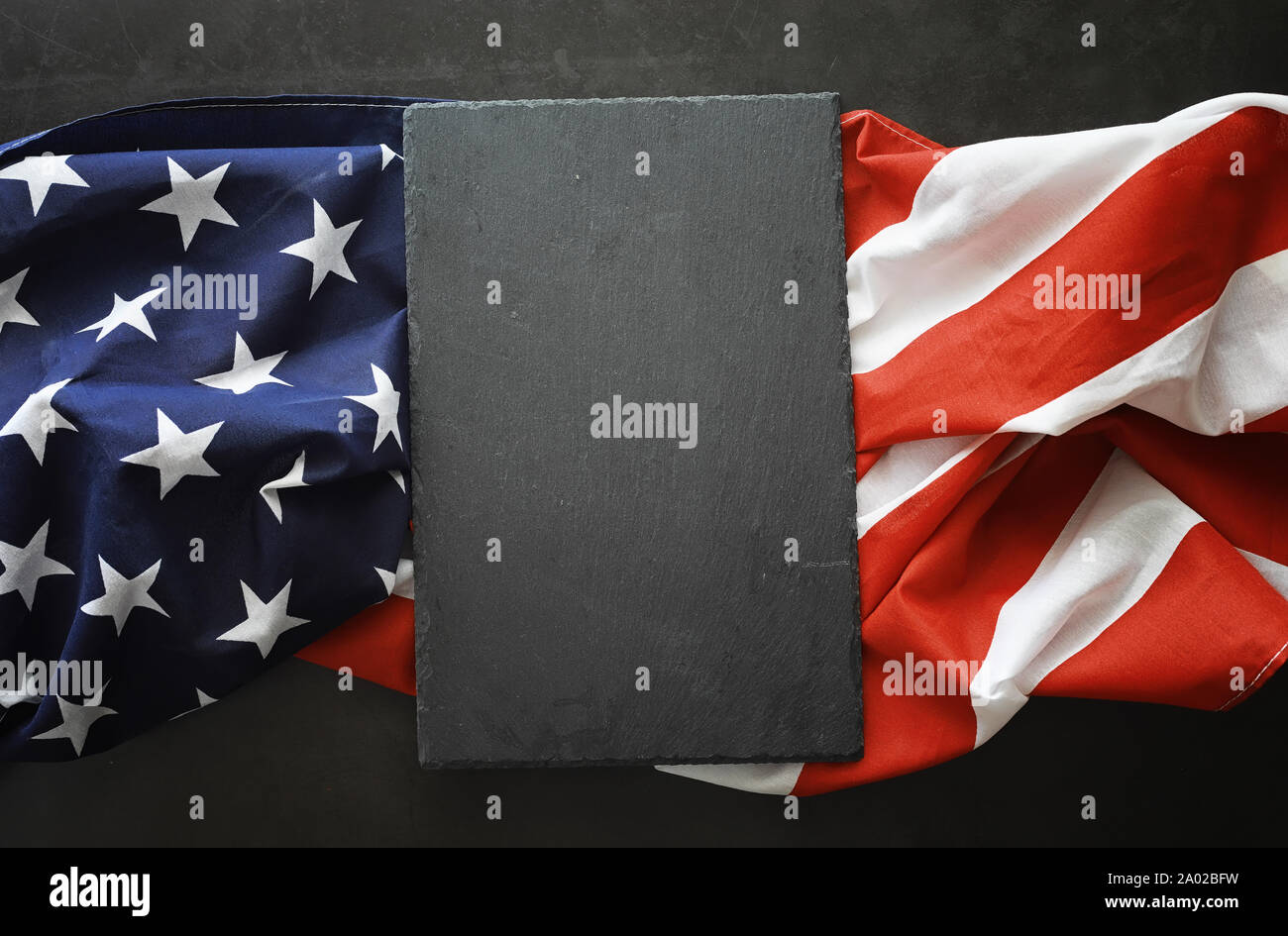 American flag on a black background. Space for text Stock Photo - Alamy
