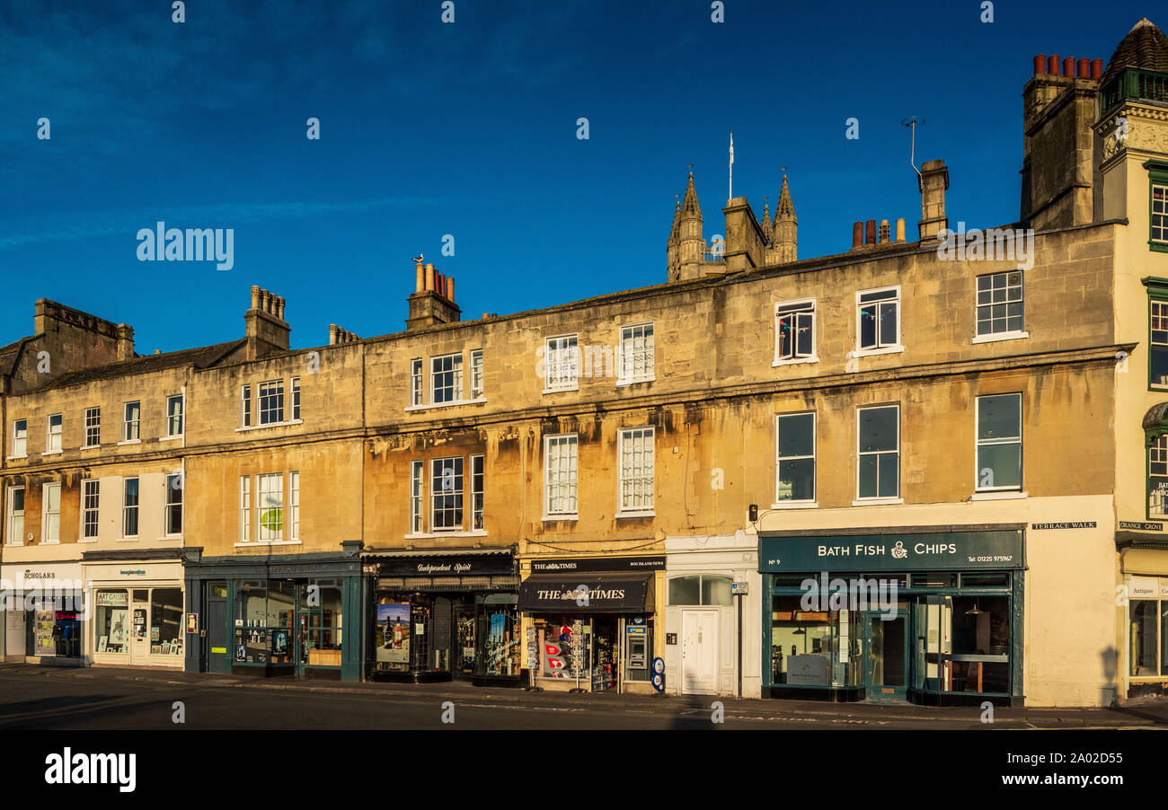 Bath Shops in Terrace Walk in Central Bath, Somerset UK Stock Photo - Alamy