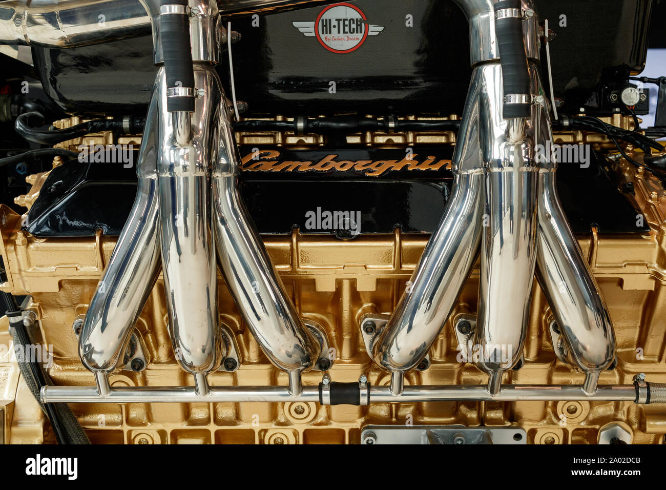 Modena / Italy - February 10 2018: Lamborghini power boat engine on ...