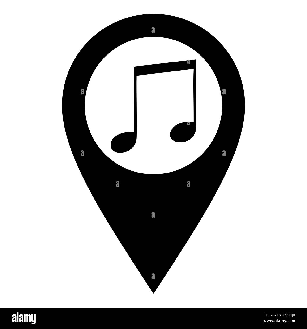 Music note and location pin Stock Photo - Alamy