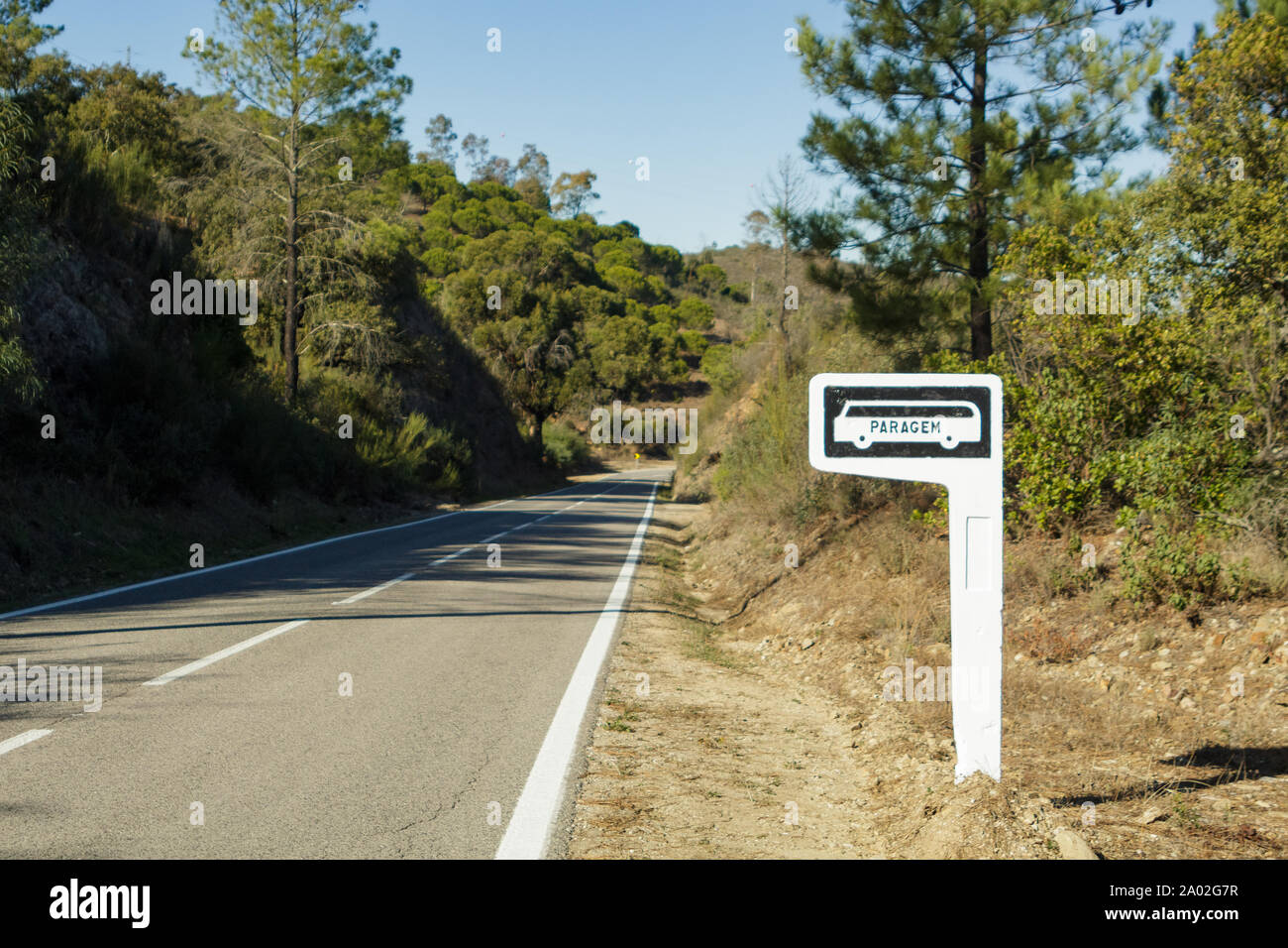 Rural bus stop in Portugal Stock Photo - Alamy