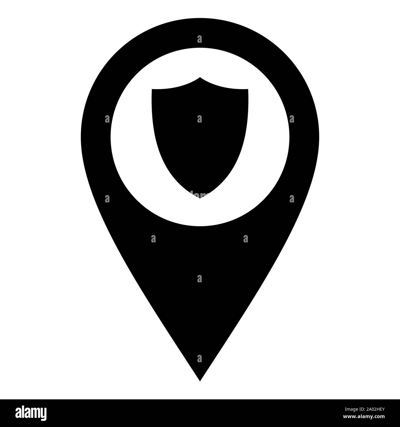 Shield and location pin Stock Photo - Alamy