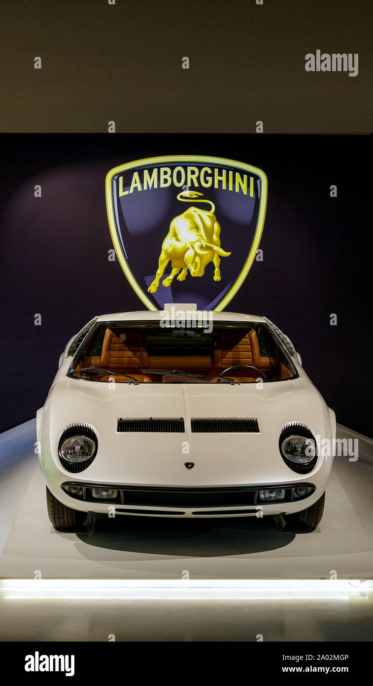 Modena / Italy - February 10 2018: White Lamborghini miura on display ...