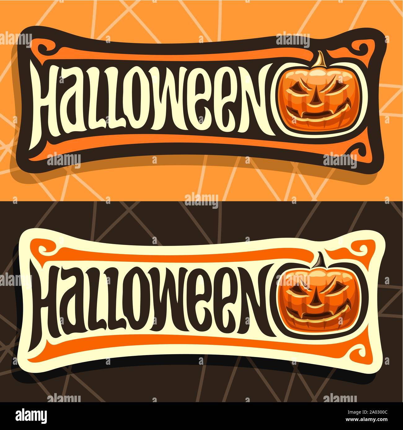 Vector labels for Halloween holiday: 2 vintage stickers with evil ...