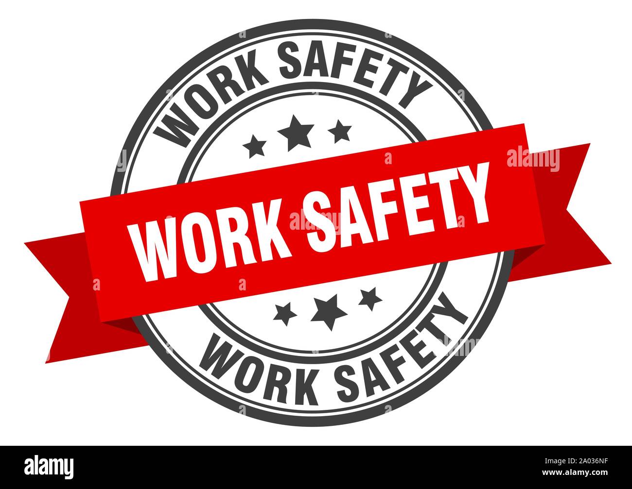 work safety label. work safety red band sign. work safety Stock Vector ...