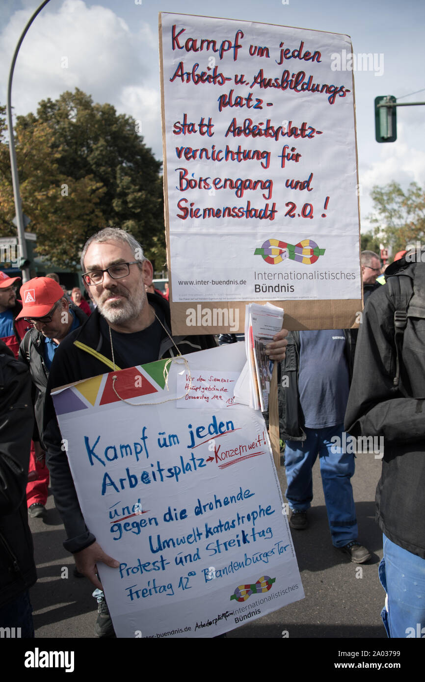 Berlin, Germany. 19th Sep, 2019. During a demonstration against planned ...