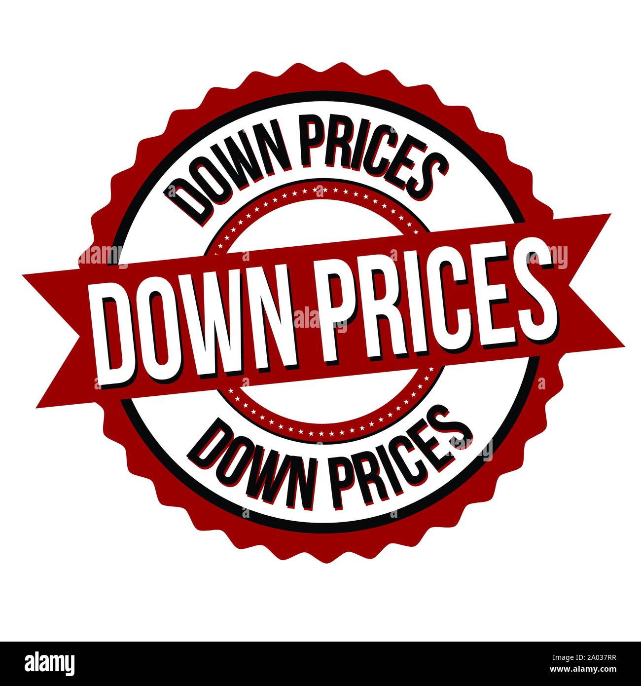 Down prices label or sticker on white background, vector illustration ...