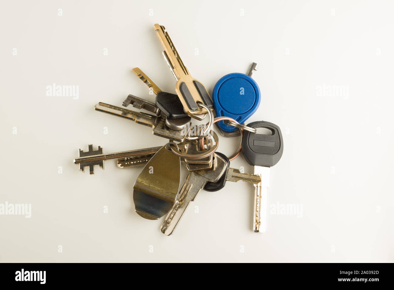large bunch of different keys isolated on a white background Stock ...