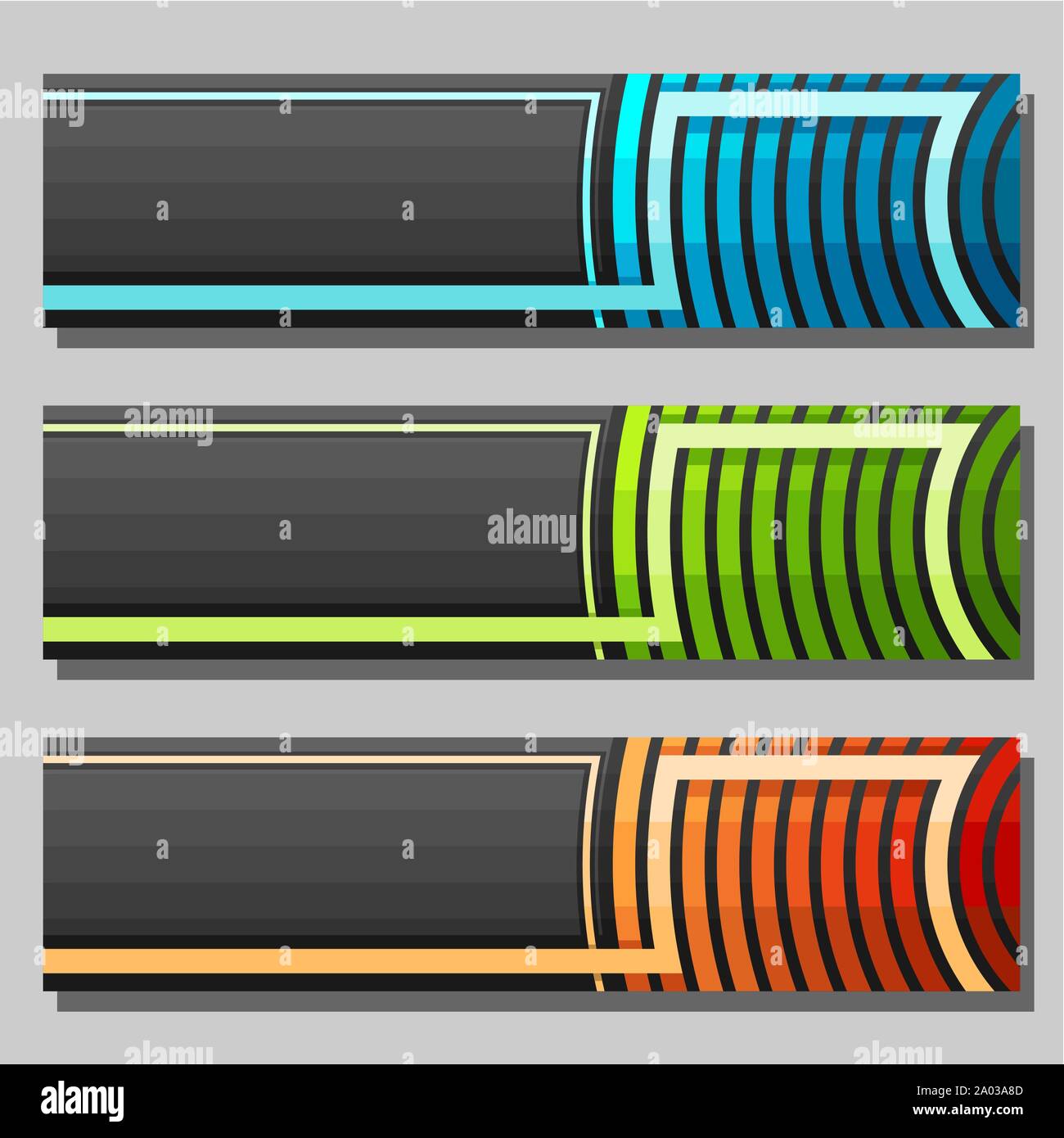 Vector set of Banner templates: 3 colorful futuristic headers with ...