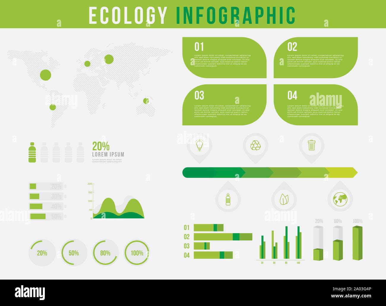 Ecology Infographic set with charts and other elements. Vector ...