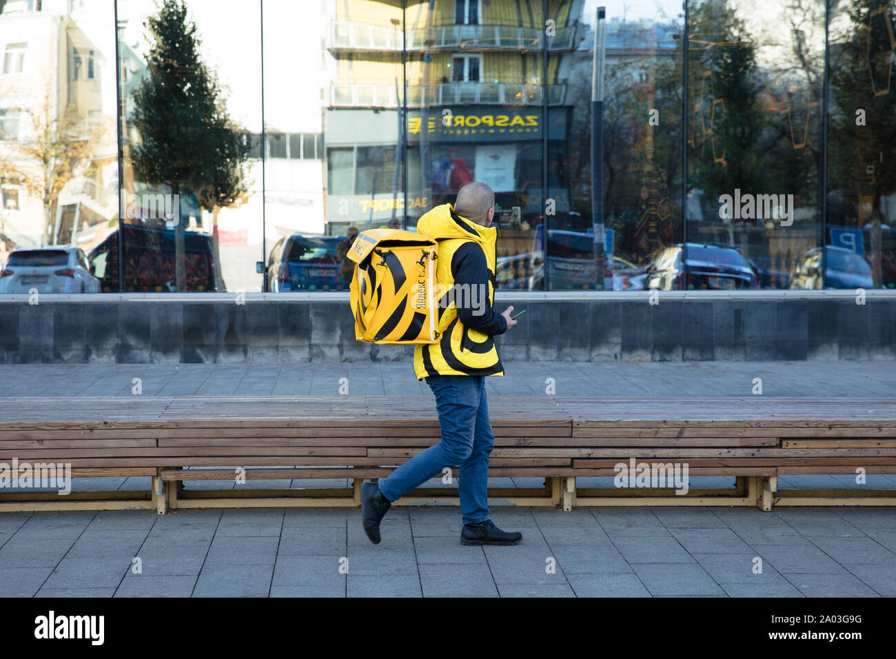Yandex food delivery service Moscow Stock Photo - Alamy