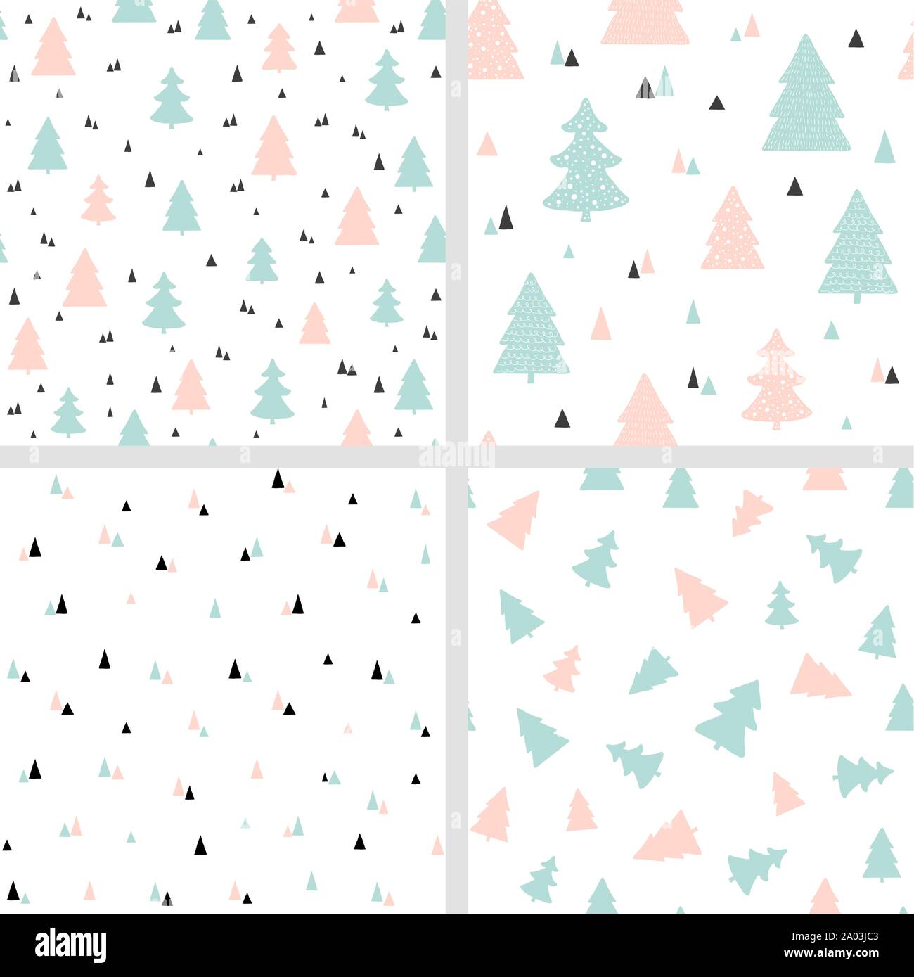 Scandinavian Christmas seamless patterns. Vector set of backgrounds ...