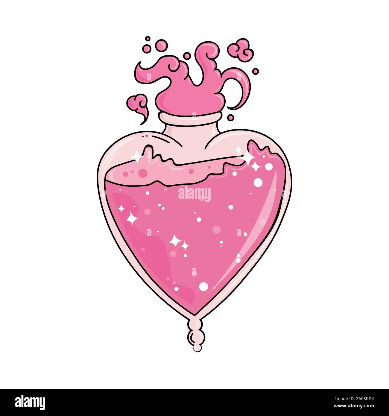 Love potion in heart shaped bottle. Magic love drink isolated on white ...
