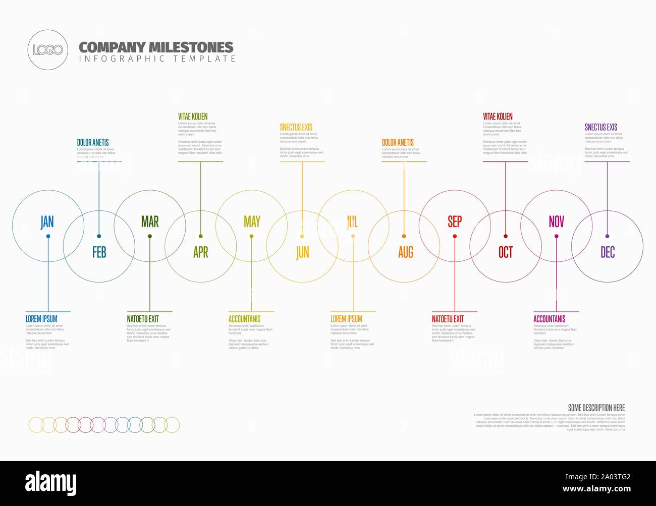 Full year timeline template with all months on a horizontal time line ...