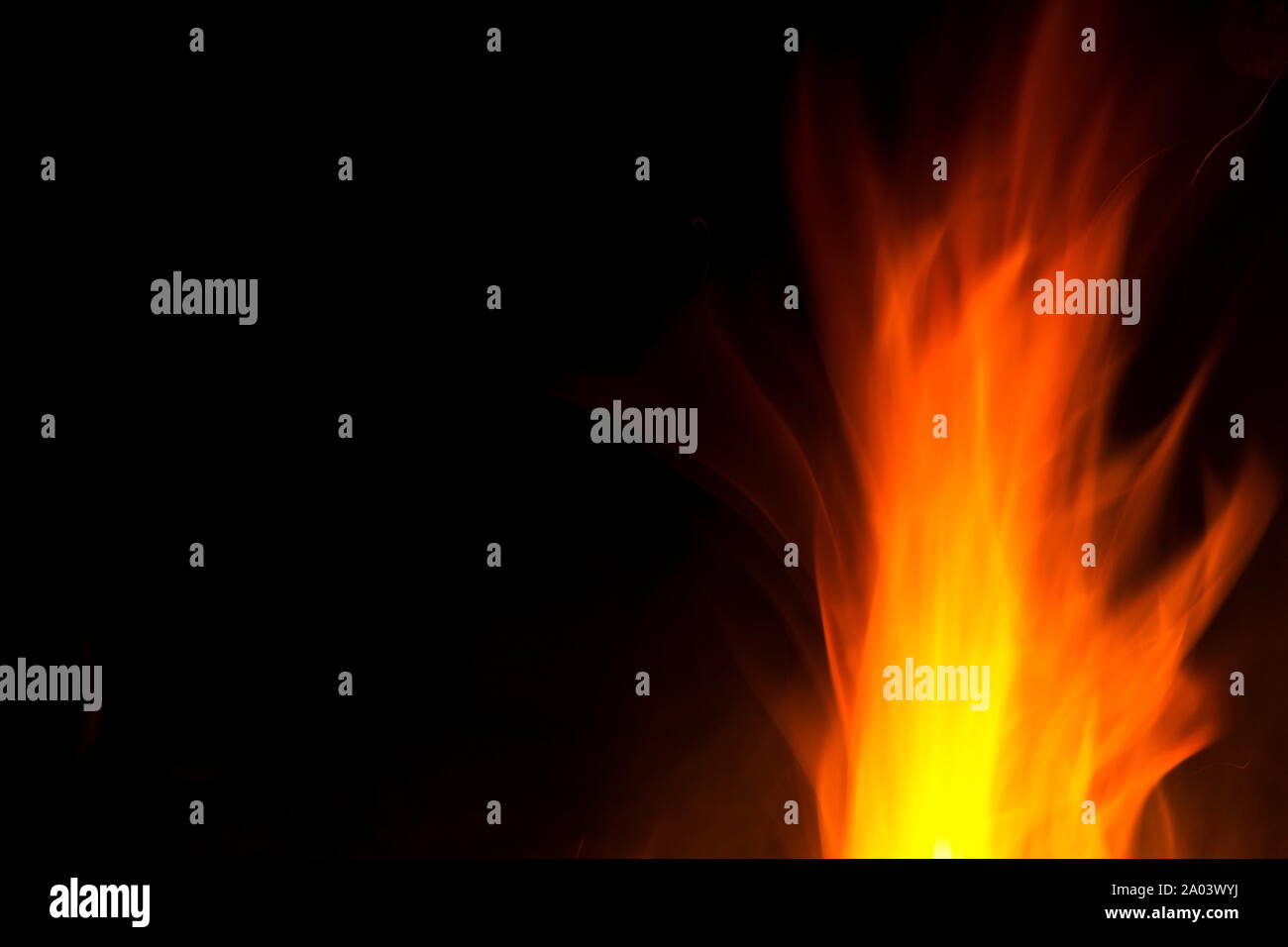 Red and orange fire flames isolated on black background, spooky shapes ...