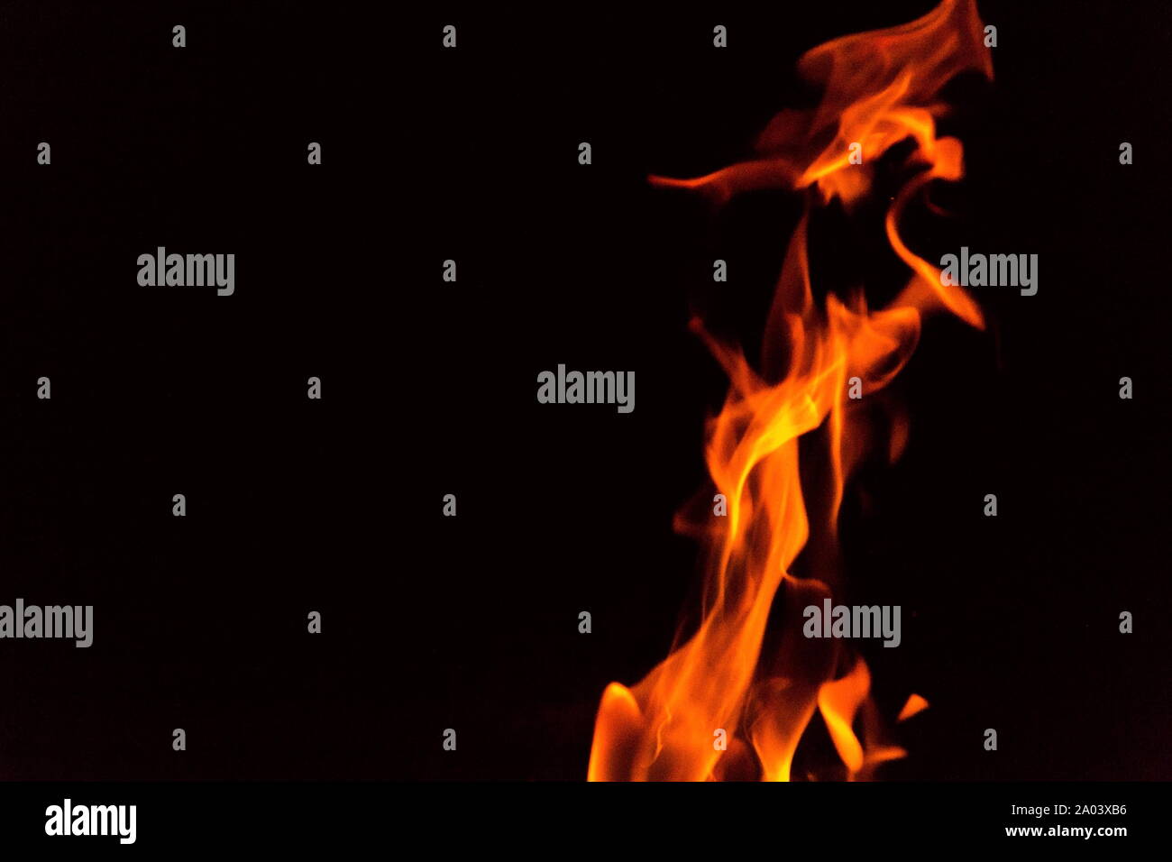 Red and orange fire flames isolated on black background, spooky shapes ...