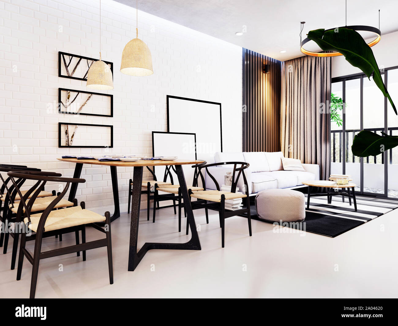3d render home interior Stock Photo - Alamy