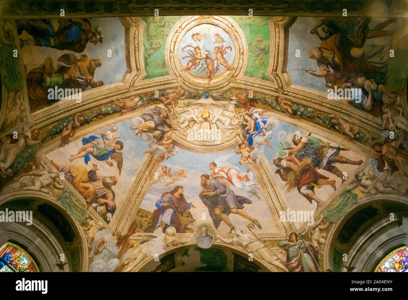 Beautiful painted ceiling in chapel of Syracuse cathedral, Sicily Stock ...