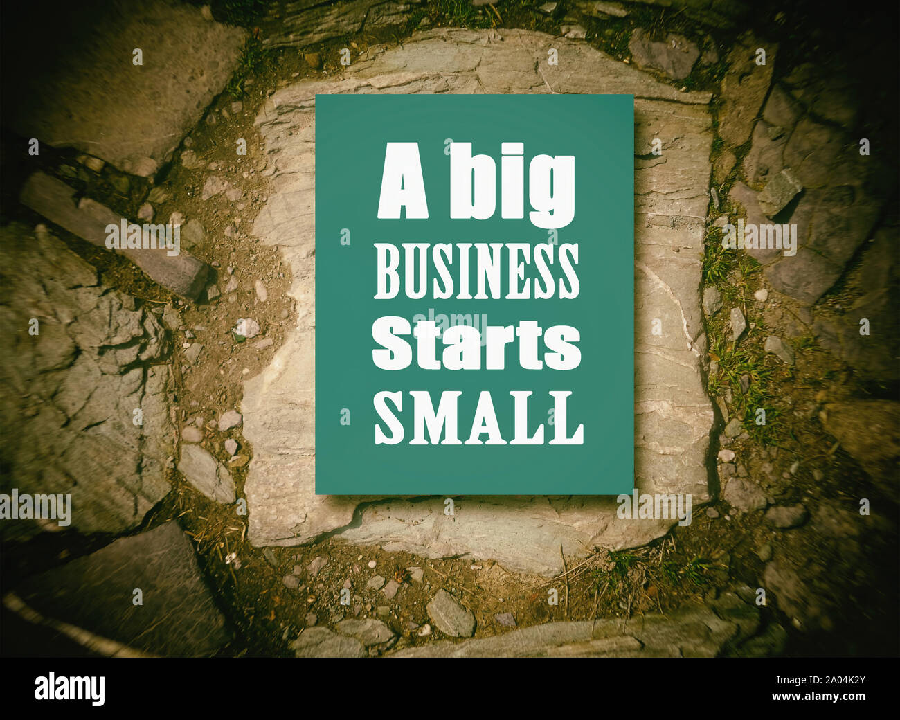A big business starts small. Motivation, poster, quote, blurred image ...