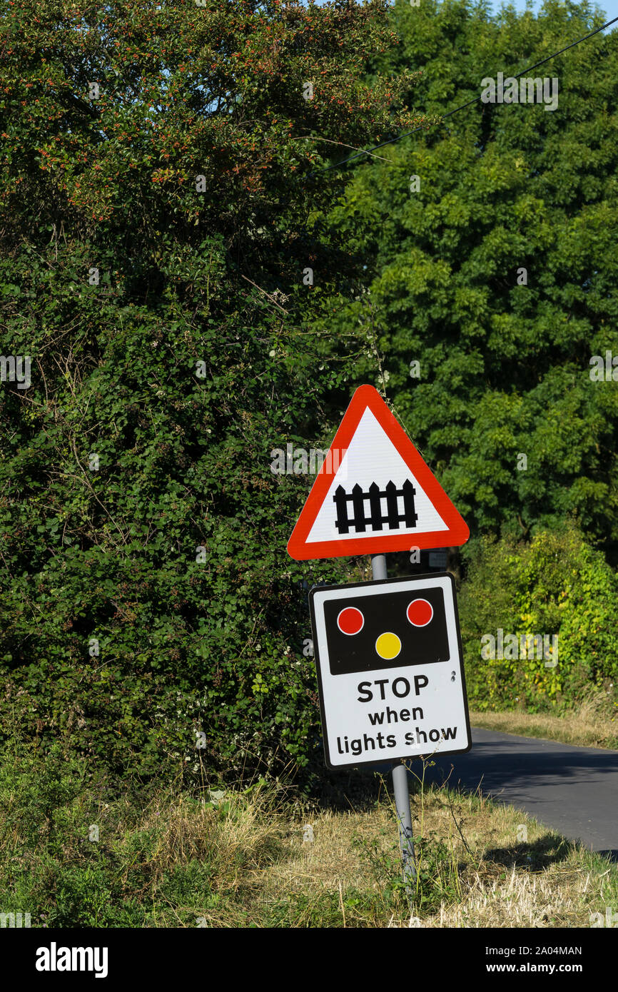 Level crossing road sign hi-res stock photography and images - Alamy