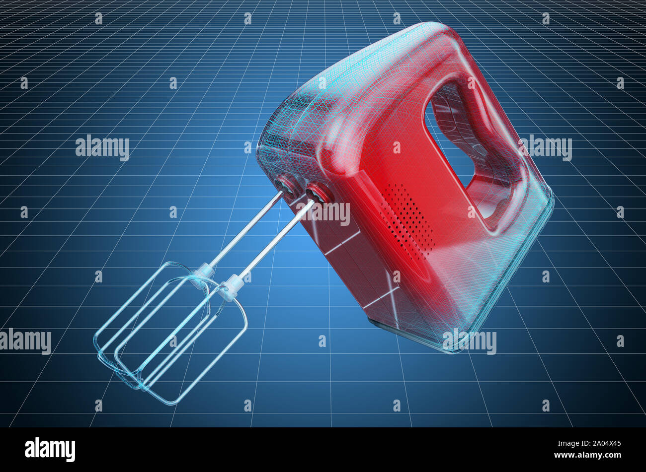 Visualization 3d cad model of kitchen mixer, blueprint. 3D rendering ...