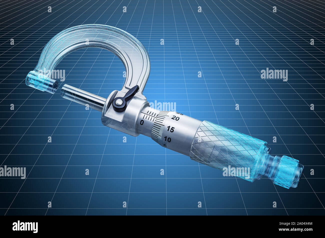 Visualization 3d cad model of micrometer, blueprint. 3D rendering Stock ...
