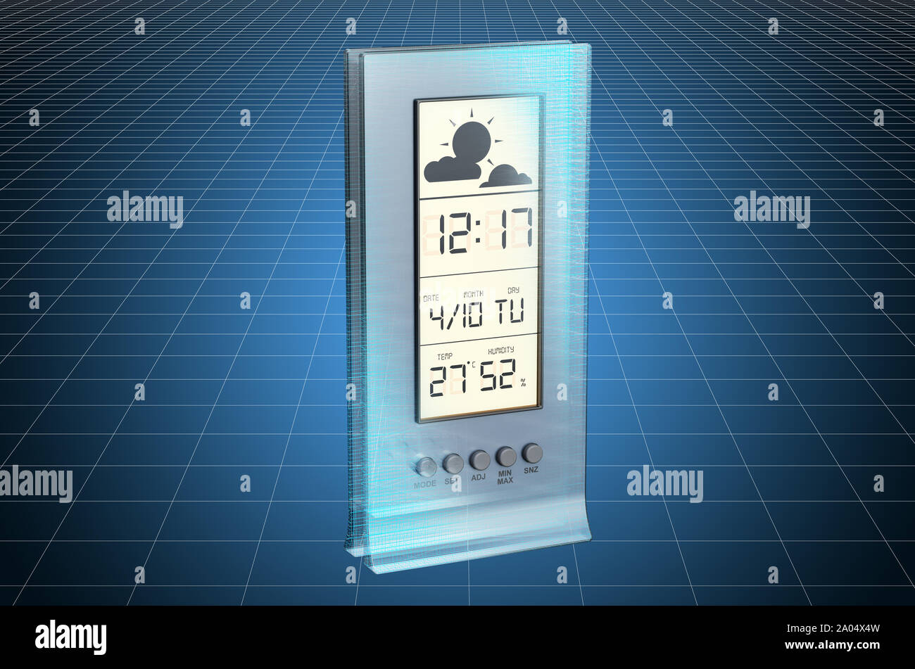 Visualization 3d cad model of weather station, blueprint. 3D rendering ...