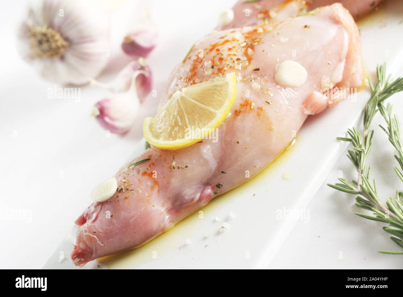 Marinated Rabbit Leg with Ingredients Stock Photo - Alamy