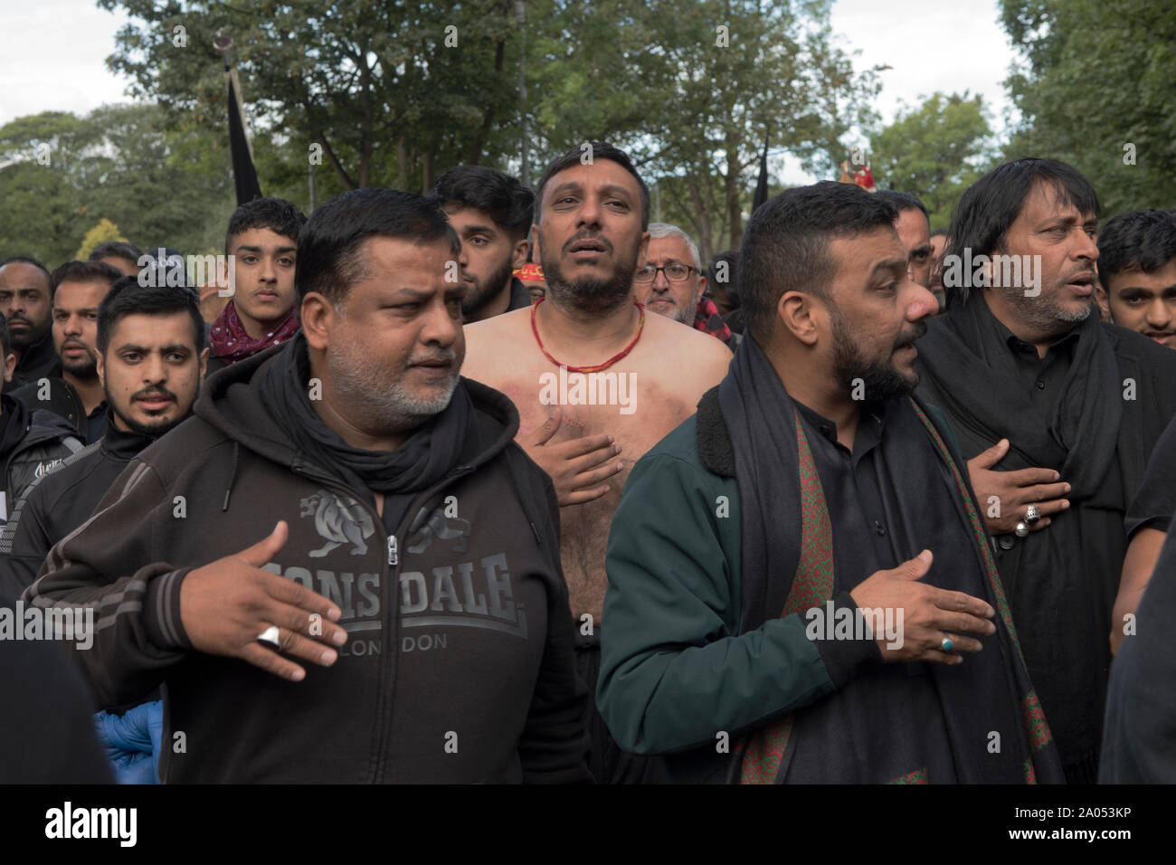 Muslim community Bradford 2019 2010s UK. Day of Ashura parade Shia ...