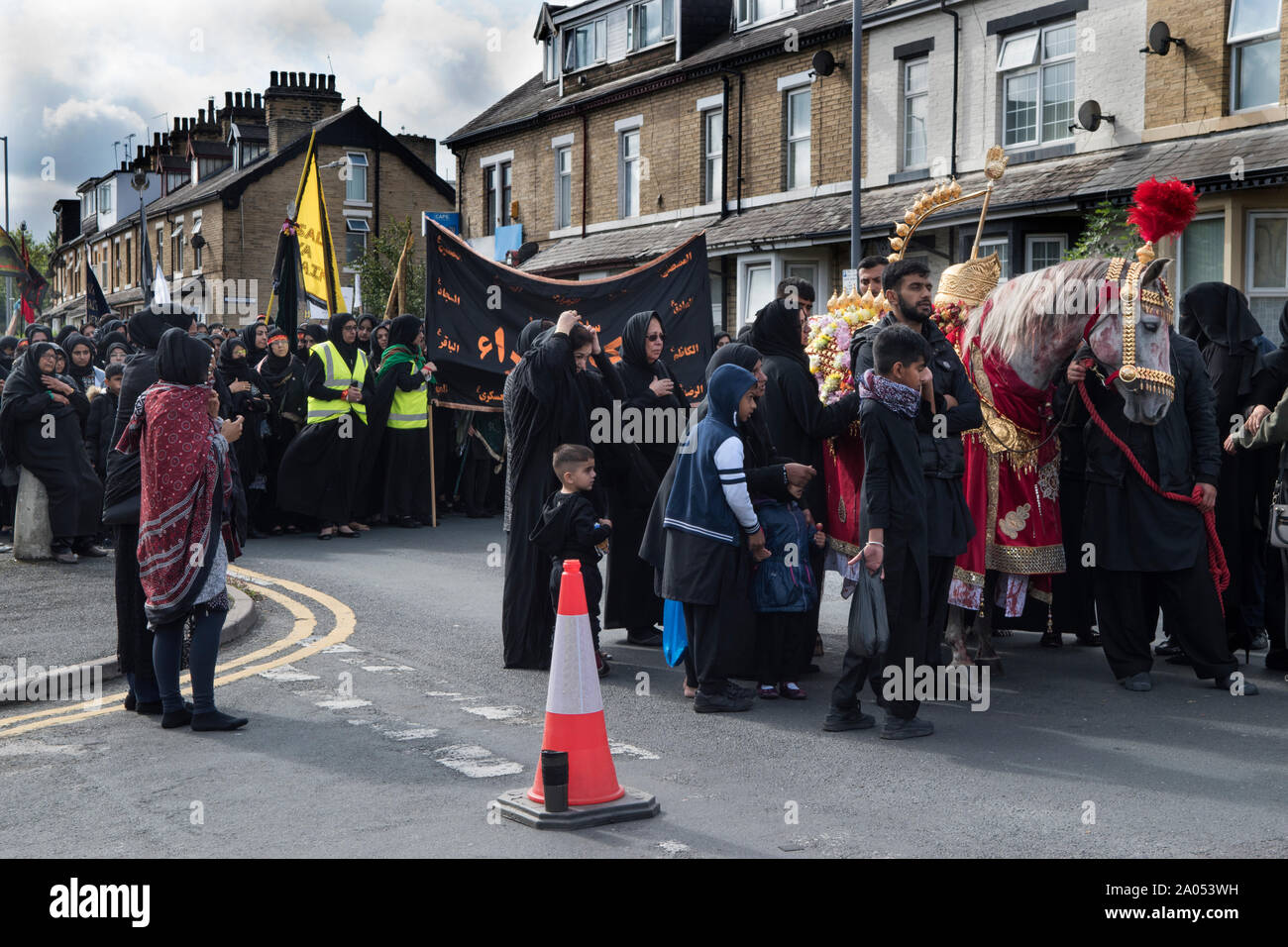 Muslim festival UK. Bradford 2019 2010s. Day of Ashura parade Shia ...