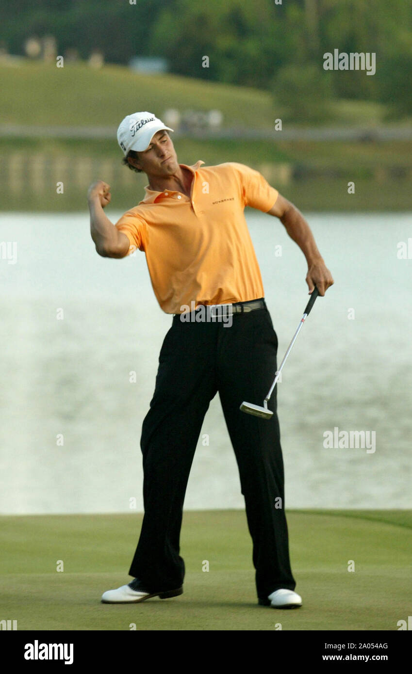 Adam Scott celebrates after winning The Players Championship Sunday ...