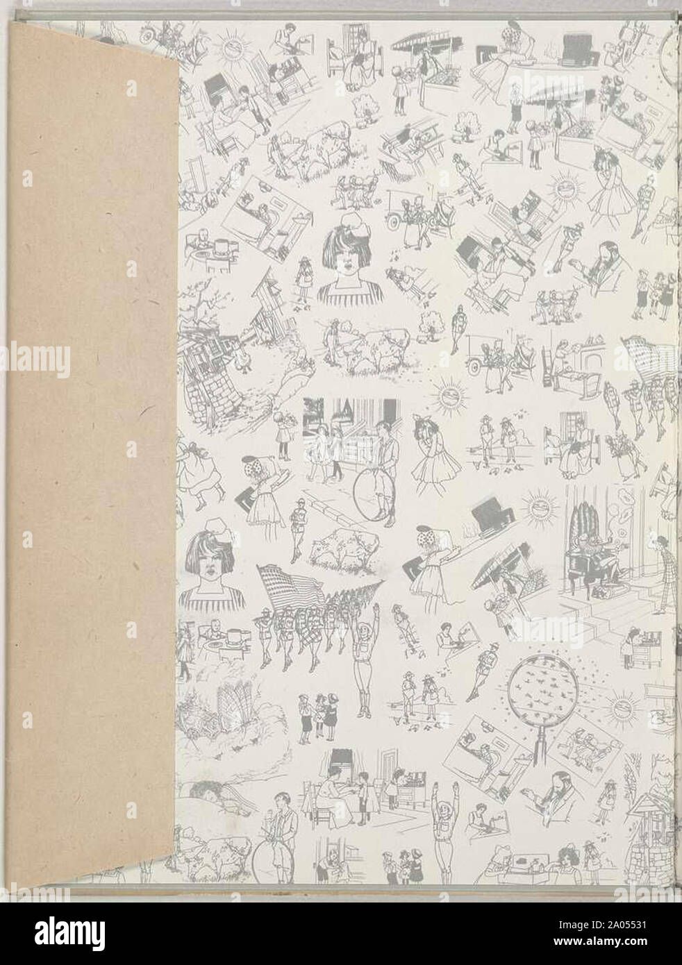 vintage end paper featuring an assortment of illustrations Stock Photo ...
