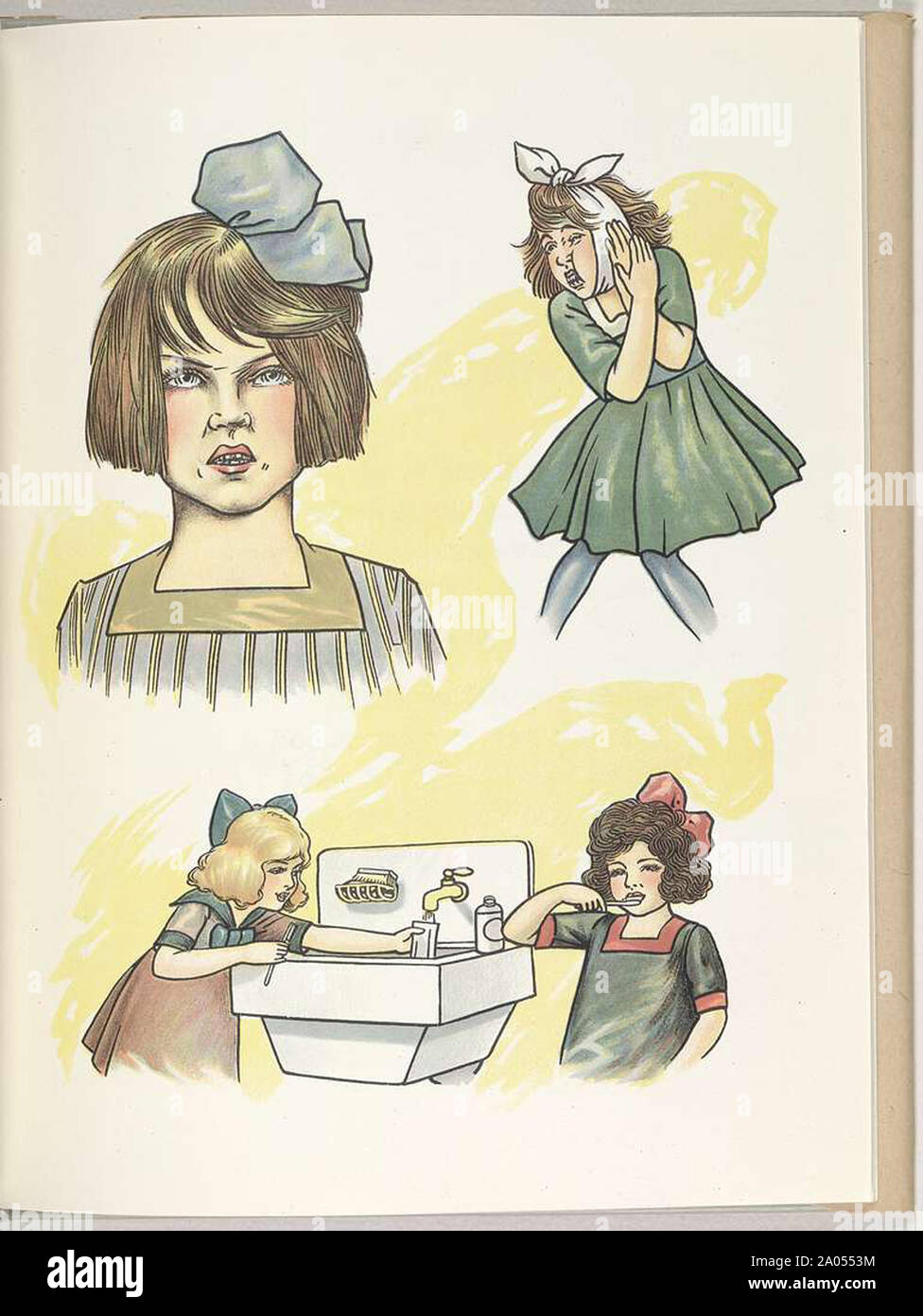 how to prevent a grumpy girl with tooth ache Stock Photo - Alamy