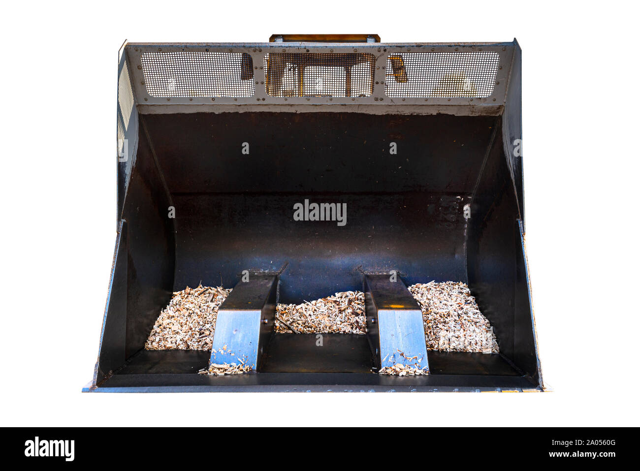 Bulldozer bucket front view, isolated on a white background with a ...