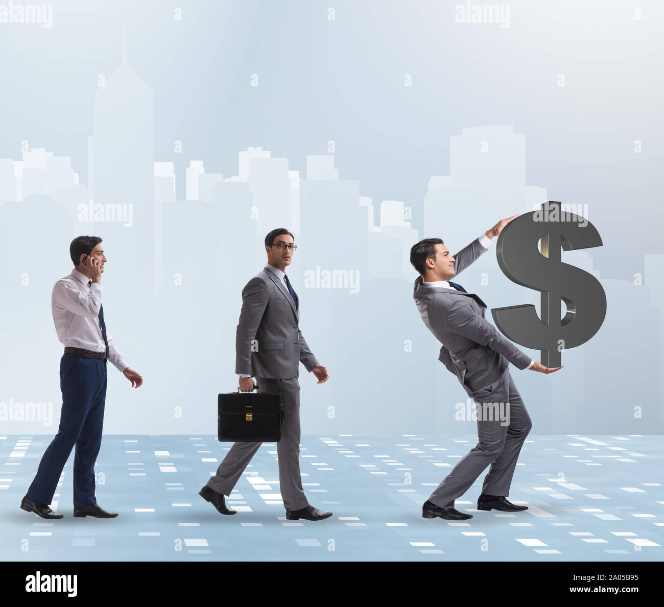 The business concept with man progressing through stages Stock Photo ...