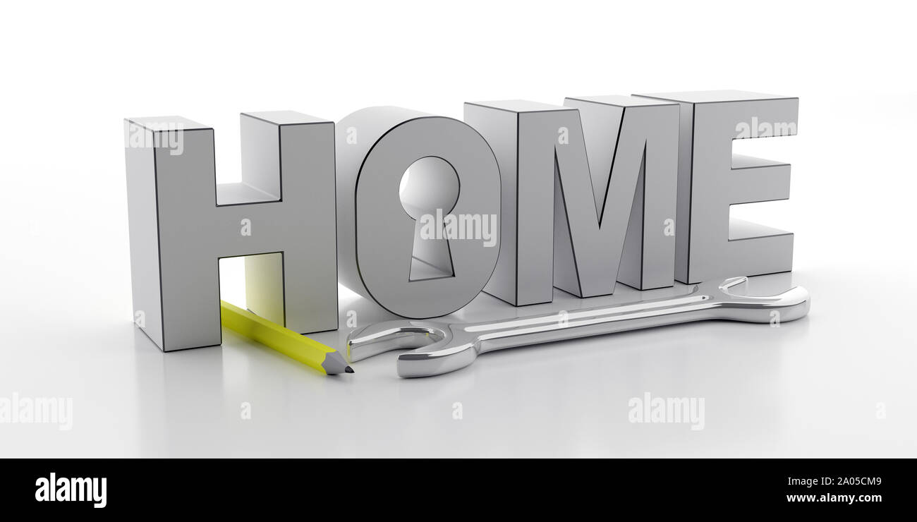 Home maintenance repair concept. HOME text white letters and tools ...
