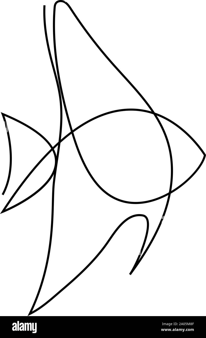 One line fish design silhouette. Logo design. Hand drawn minimalism ...